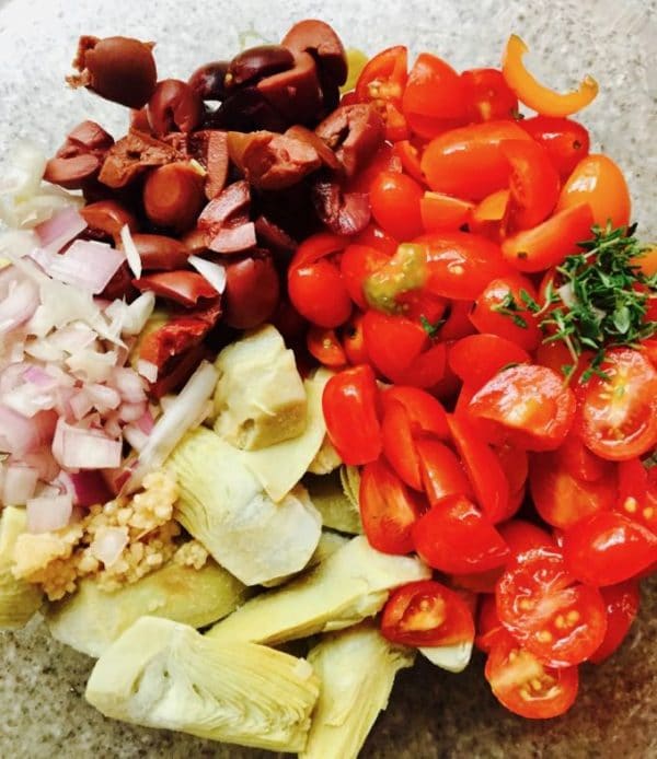 Baked Grouper with Tomatoes and Artichokes | gritsandpinecones.com