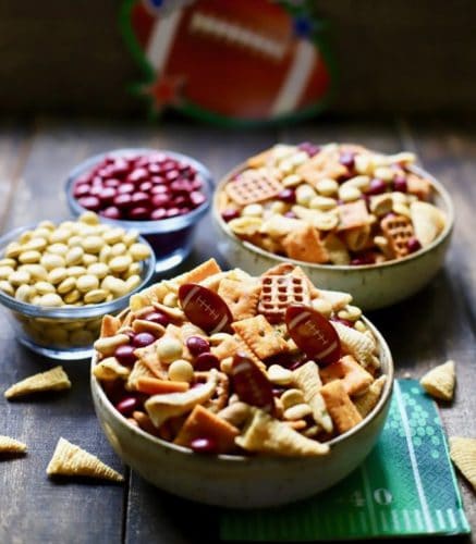 Easy Game Day Sweet & Salty Snack Mix - Grits and Pinecones