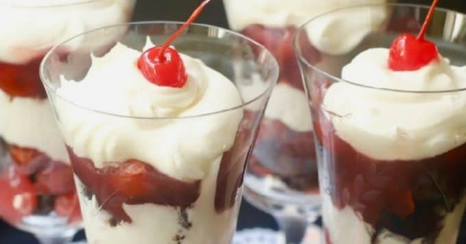Easy Chocolate Cherry Brownie Parfait | gritsandpinecones.com