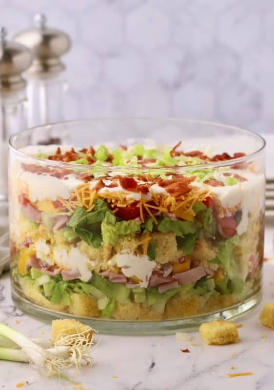 Ultimate Layered Southern Cornbread Salad | grits and pinecones.com