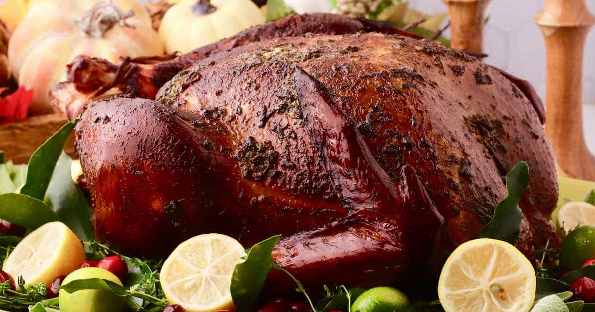 Big Green Egg Smoked Turkey with Herb and Garlic Butter (Easy Recipe)
