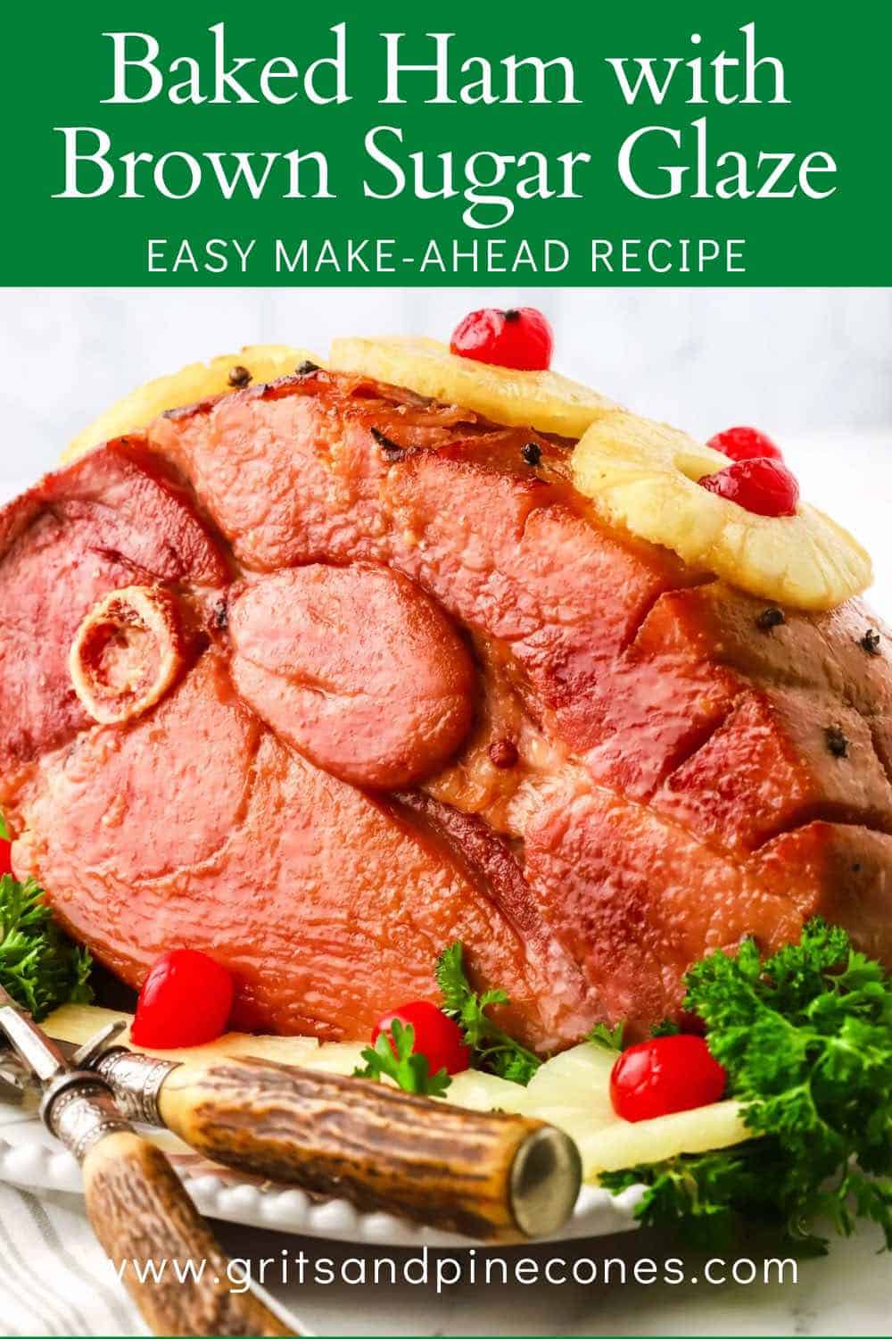Easy Baked Ham with Pineapple and Cherries | gritsandpinecones.com
