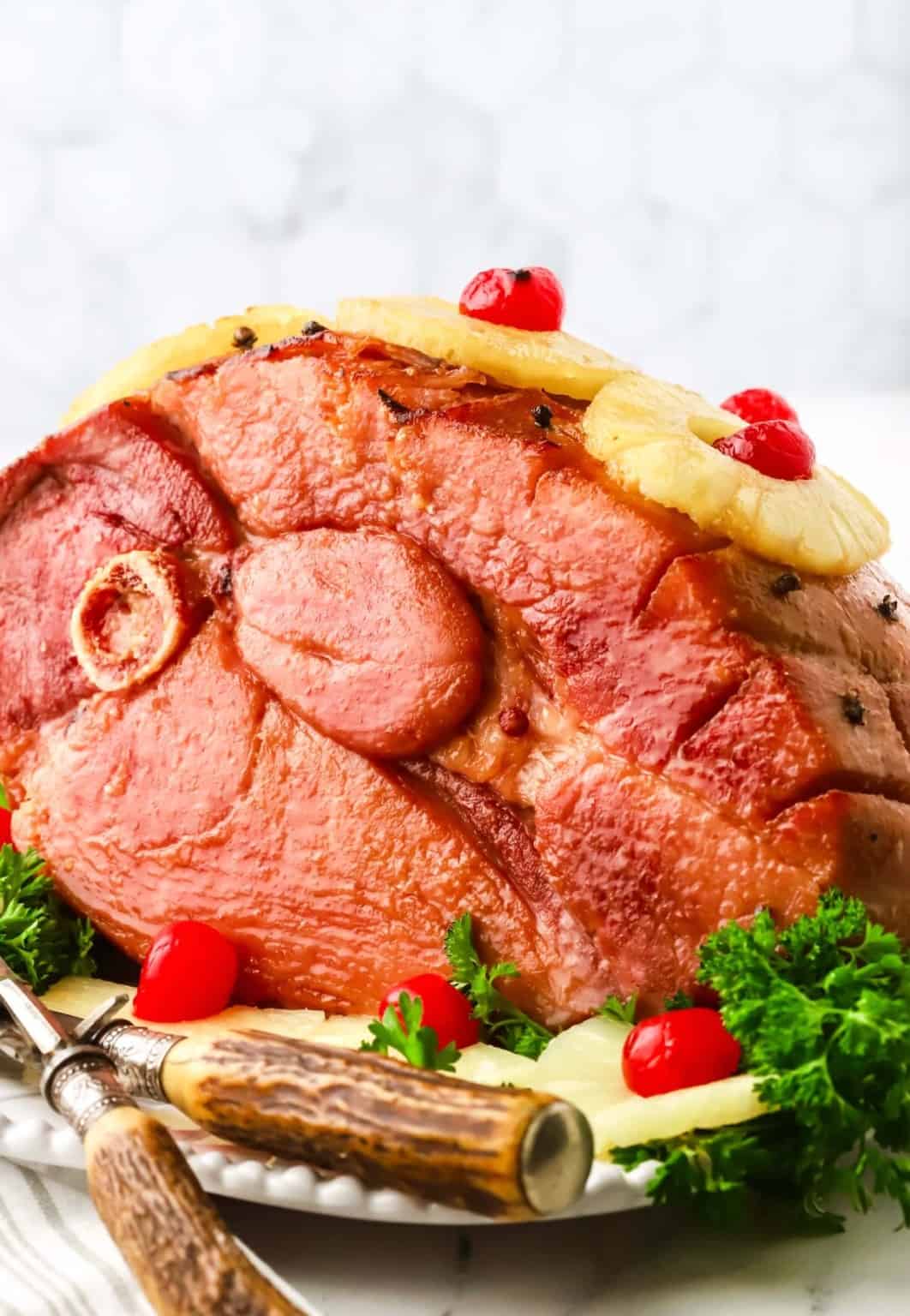 Easy Baked Ham with Pineapple and Cherries | gritsandpinecones.com