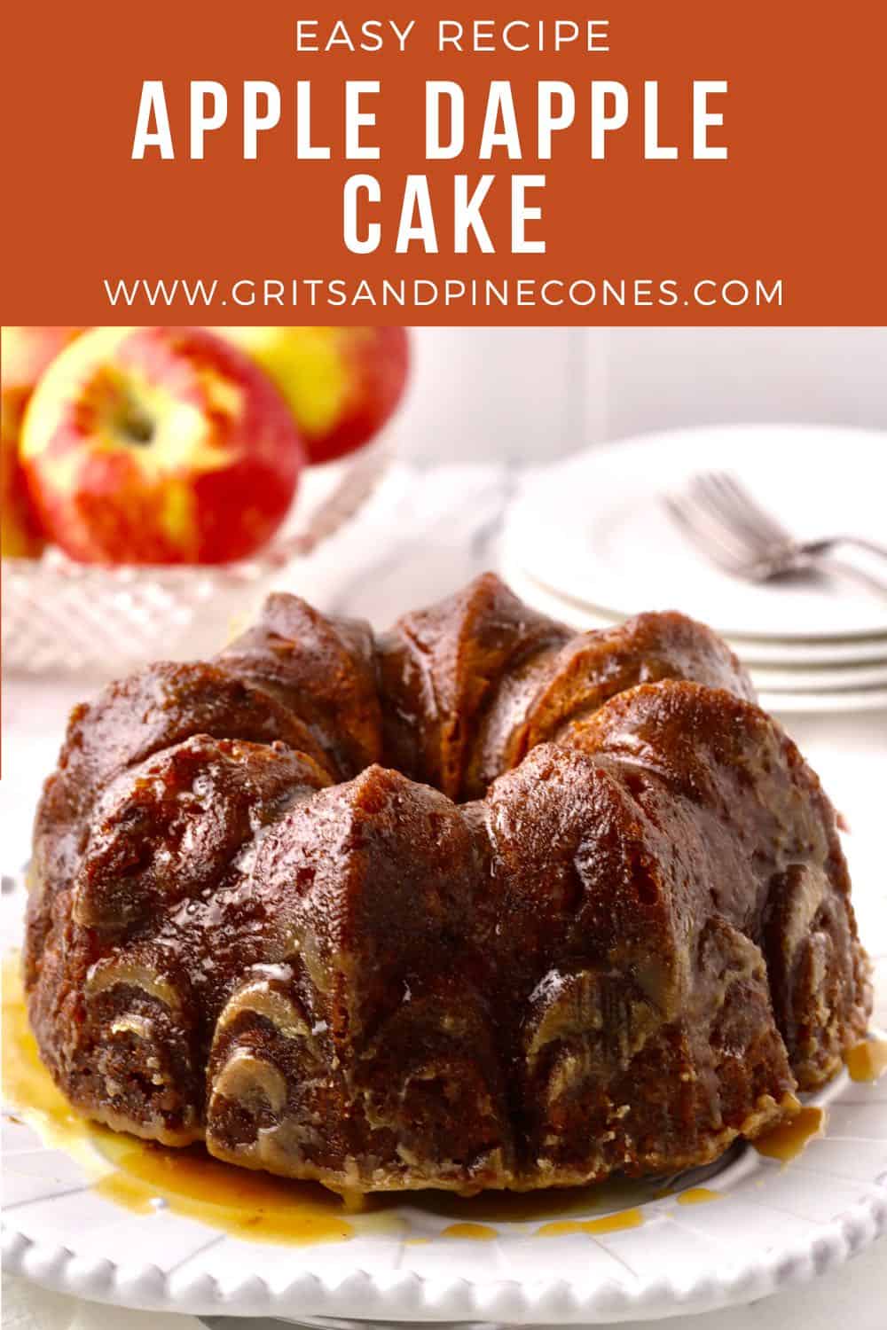 Easy Apple Dapple Cake with Caramel Glaze | Grits and Pinecones