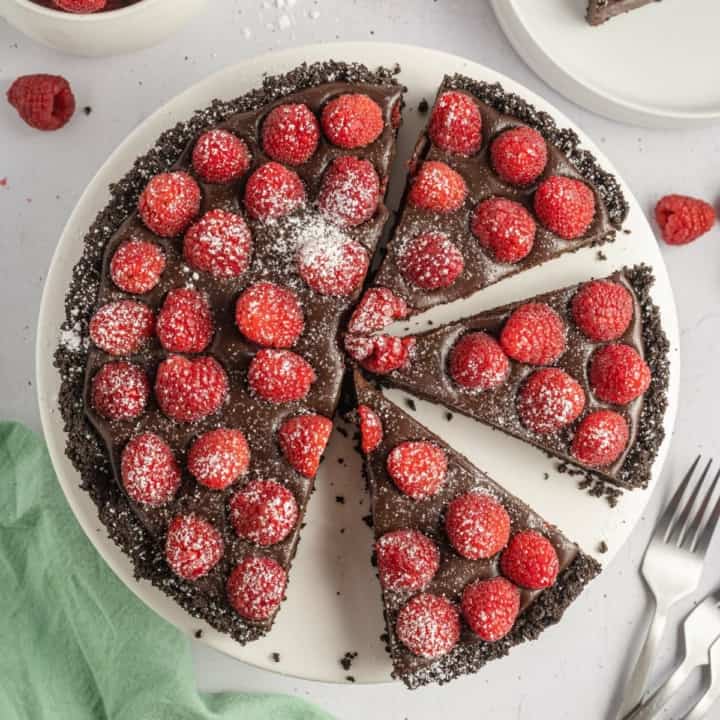 Easy Chocolate Raspberry Tart Recipe (No-Bake) - Grits and Pinecones