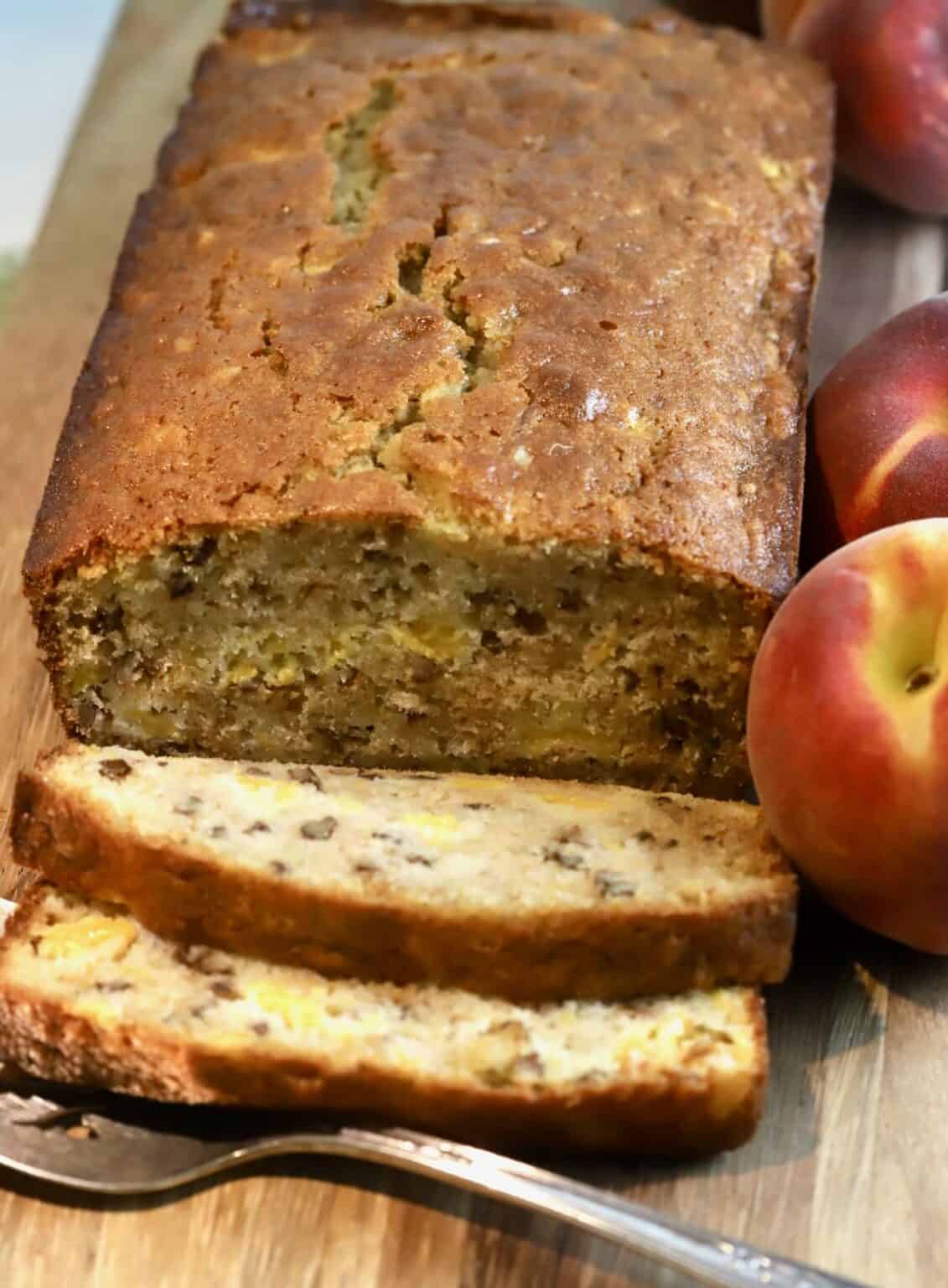 Easy Peach Bread with Fresh Peaches - Grits and Pinecones