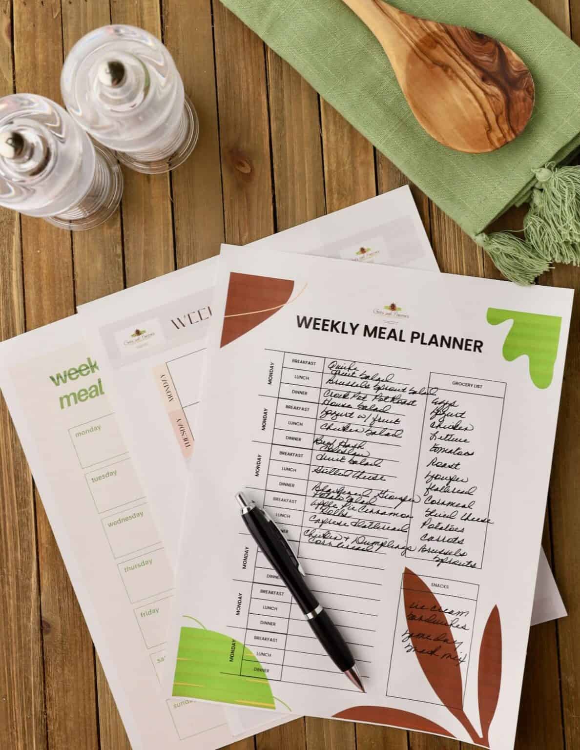 Meal Planning 101 - Free Printable Templates - Grits and Pinecones