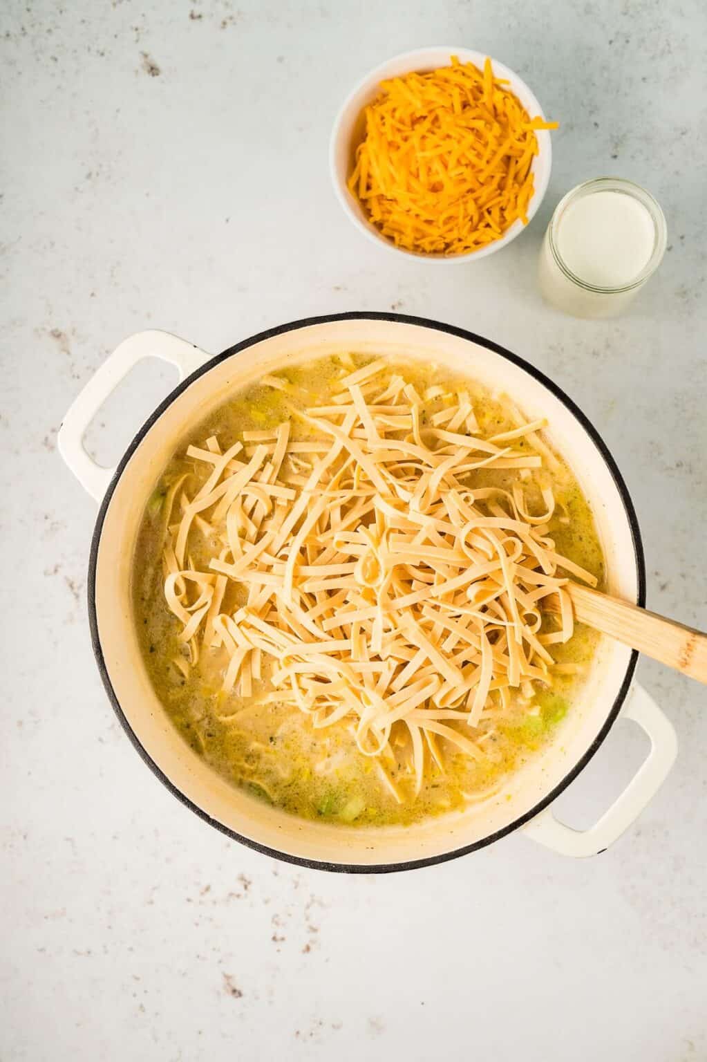 Creamy Crack Chicken Noodle Soup - Grits and Pinecones