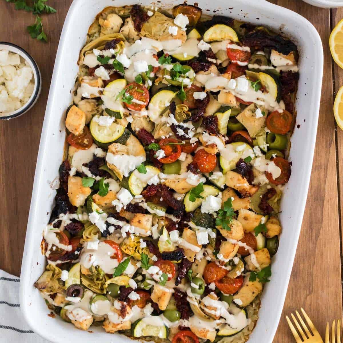 Mediterranean Chicken and Rice Casserole (Easy One-Pan Bake) - Grits ...